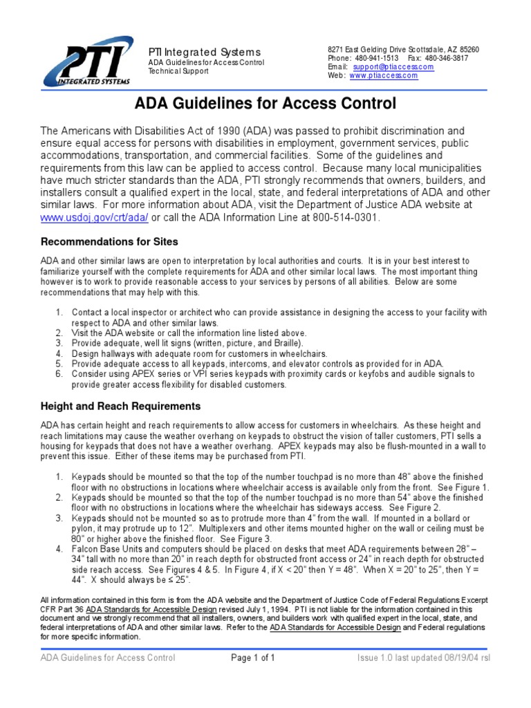 ADA Guidelines For Access Control | Download Free PDF | Americans With ...