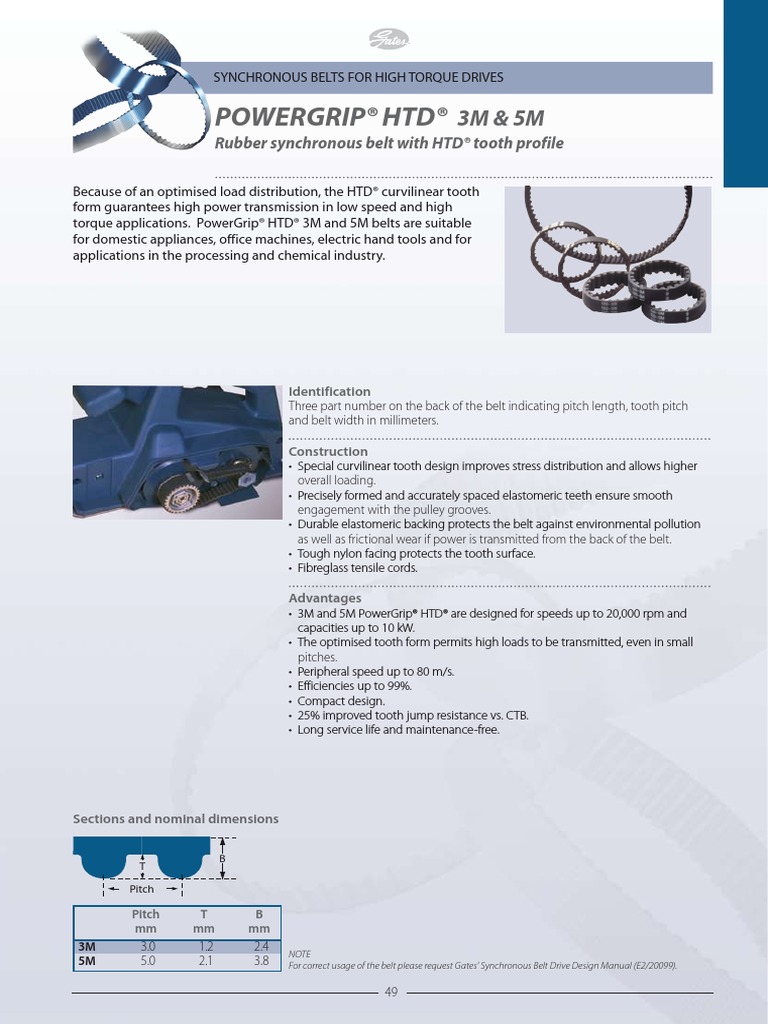 E2 INDUSTRIAL BELT CATALOGUE PowerGrip HTD 3M 5M 49-50 PDF | PDF | Belt ...