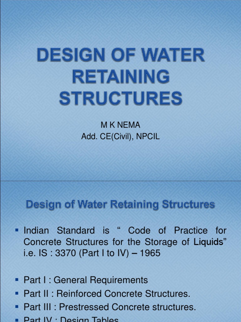 Design of Water Retaining Structures-2003 | PDF | Prestressed Concrete ...
