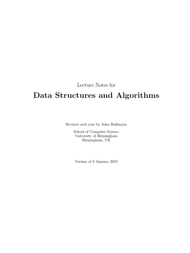 Data Structures and Algorithms: Lecture Notes For | PDF | Queue ...