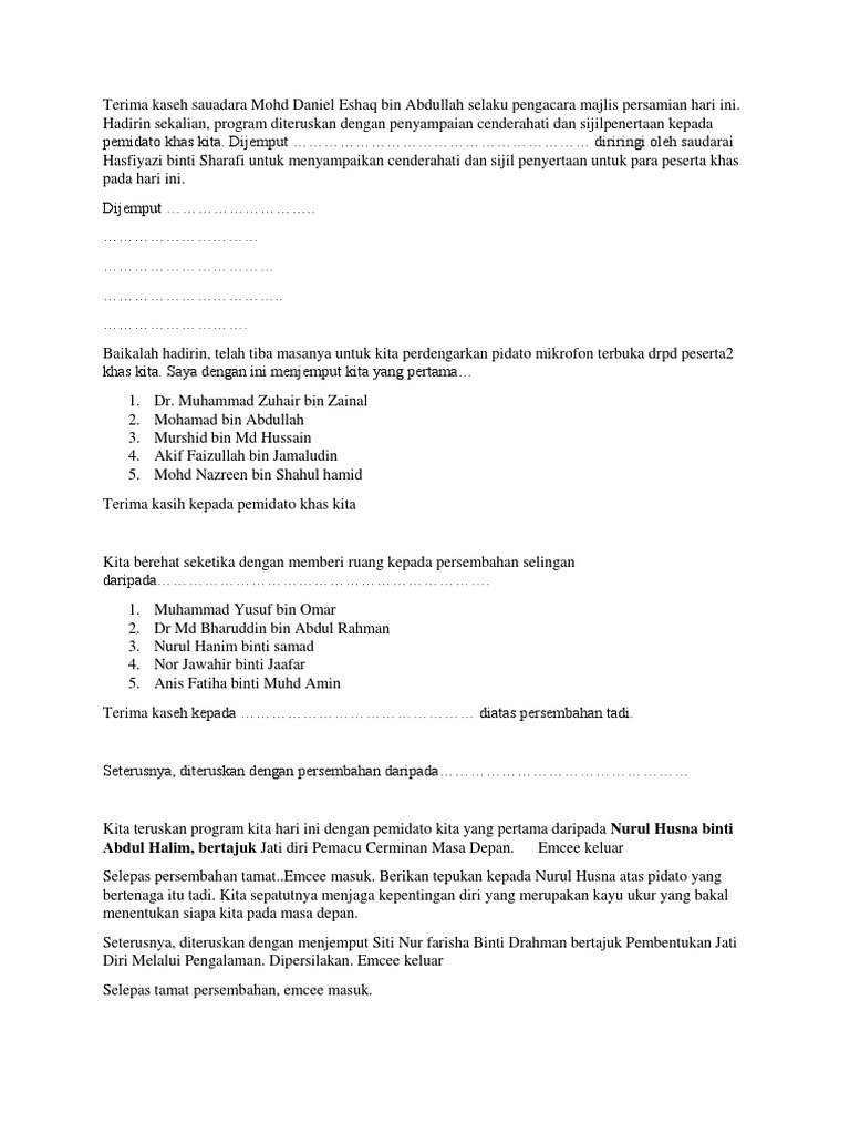 Teks MC Informal | PDF