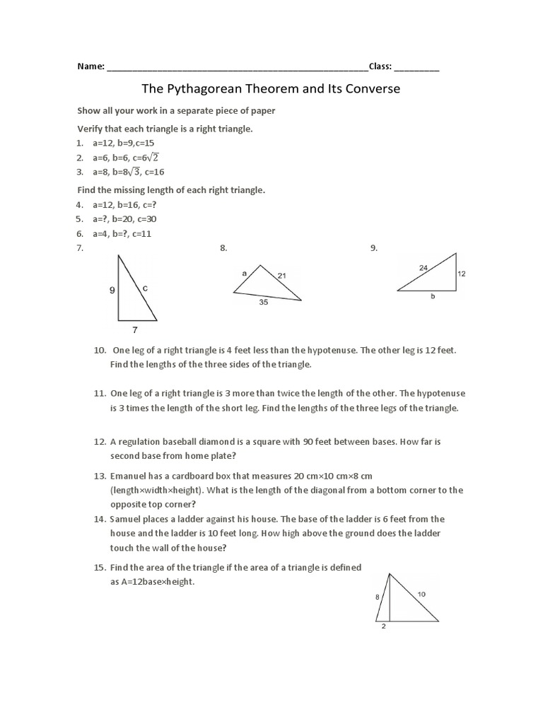 Pythagorean Theorem Practice Problems | PDF | Triangle | Geometric Shapes