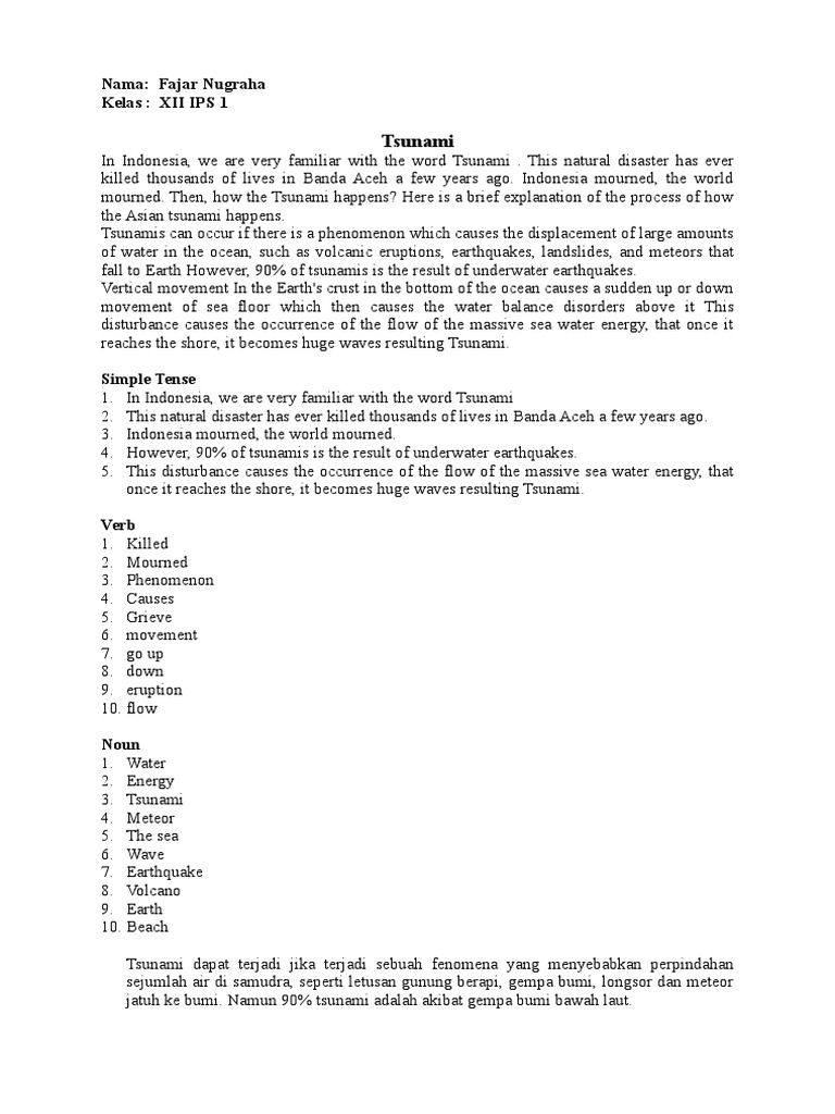 Contoh Explanation Text Tsunami | PDF