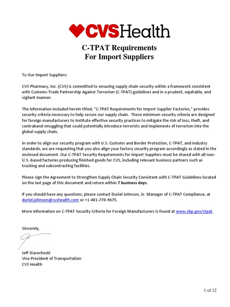 C-TPAT Requirements For Import Suppliers - v3 (English Version) | PDF ...