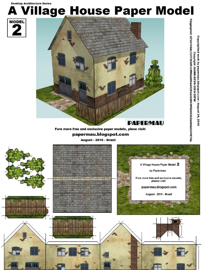 A Village House Paper Model - by Papermau - 2016 - Model 02 | PDF