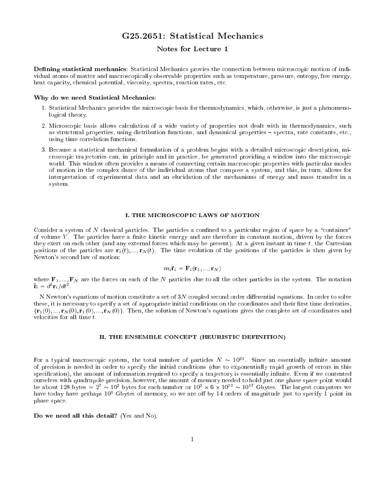 Tuckerman - Statistical Mechanics - Notes | PDF | Hamiltonian Mechanics ...