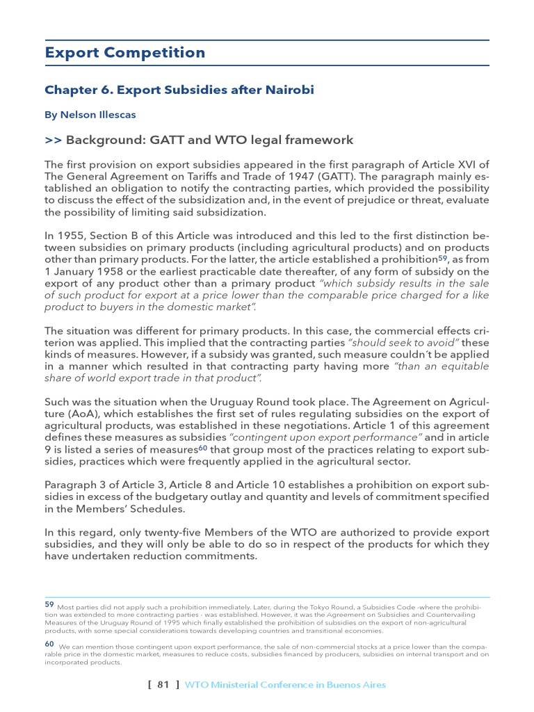 Export Competition: Background: GATT and WTO Legal Framework | PDF ...