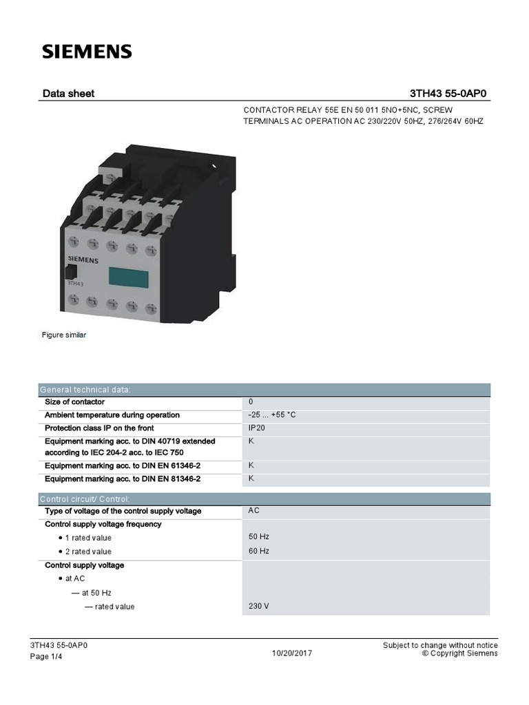 Contactor Relay 55e PDF | PDF | Relay | Switch
