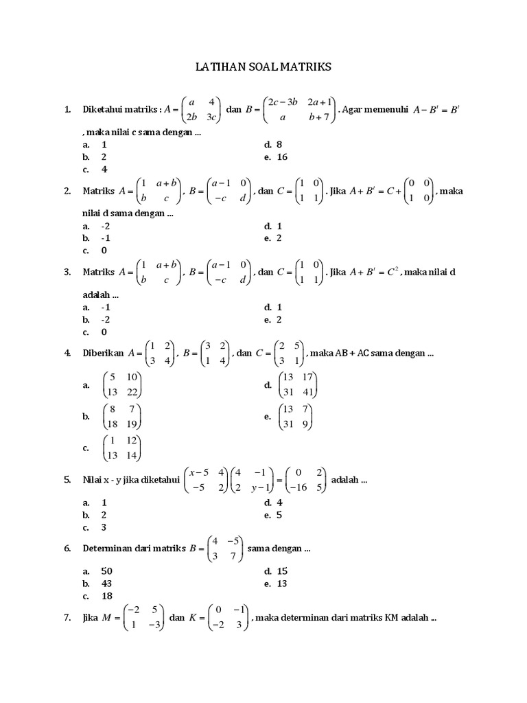 Latihan Soal Matriks | PDF