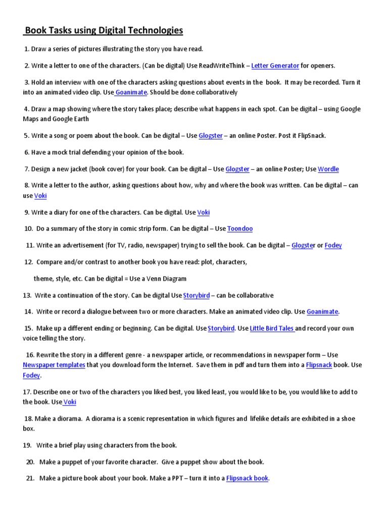 Book Tasks Using Digital Technologies2 | PDF | Books