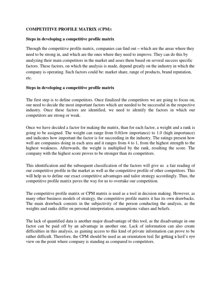 Steps in Developing A Competitive Profile Matrix | PDF | Nike | Adidas