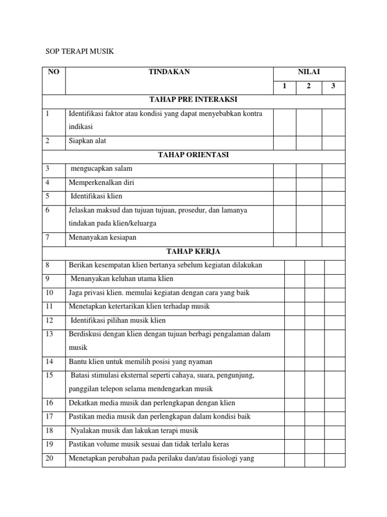 Sop Terapi Musik | PDF