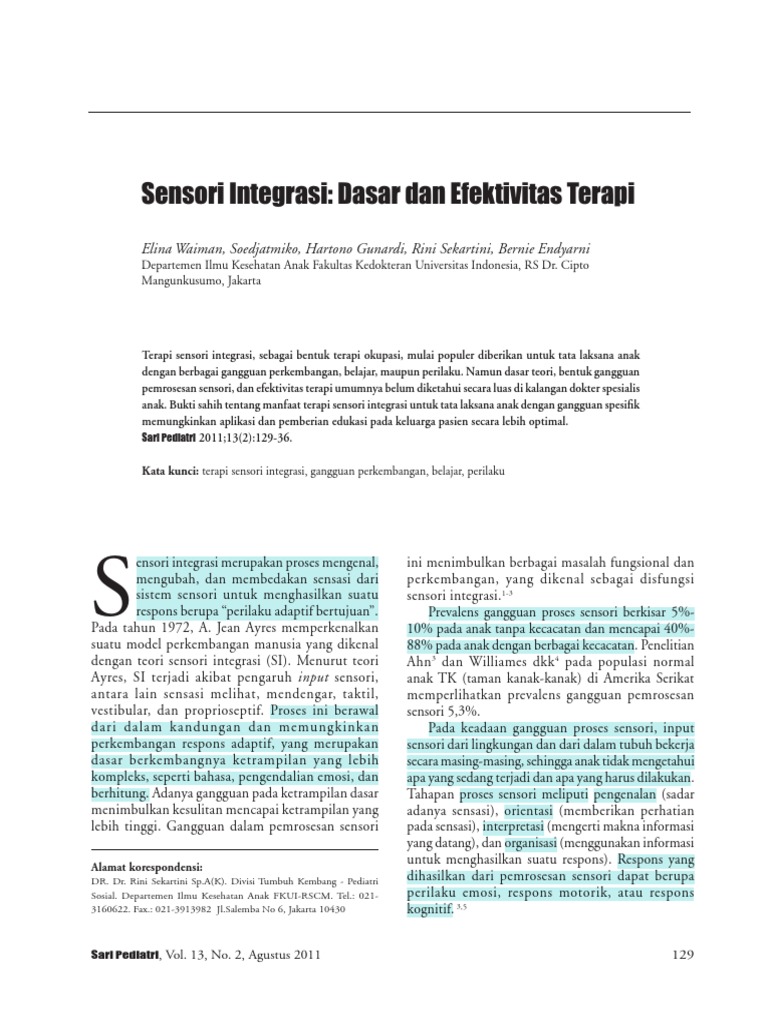 Terapi Sensori Integrasi untuk Gangguan Perkembangan Anak | PDF