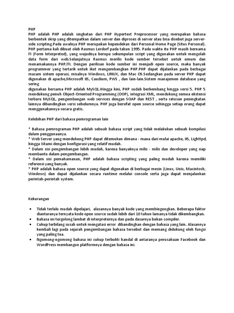 Macam-Macam Bahasa Pemrograman dan Contohnya | PDF