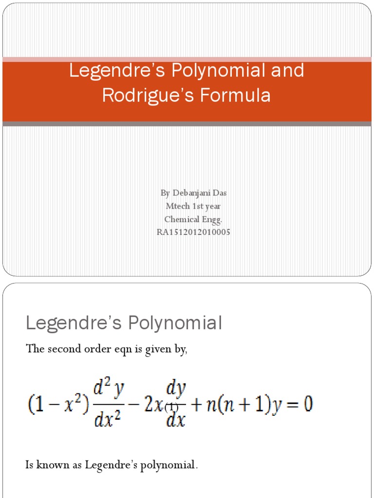 Rodrigues Formula and Lengendary's Polynomial | PDF