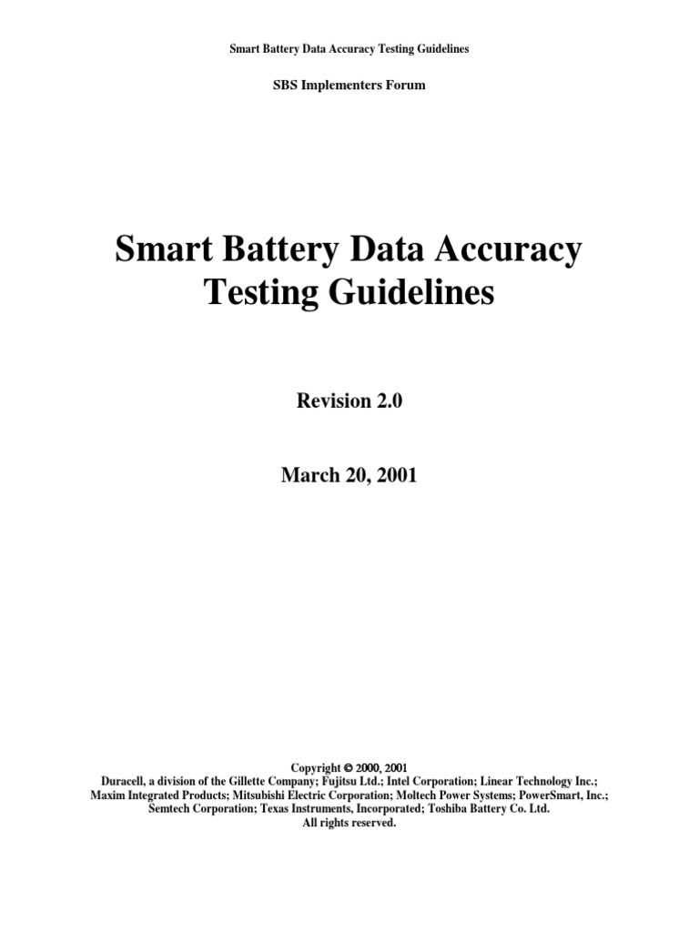 Smart Battery Data Accuracy Testing Guidelines: Revision 2.0 | PDF ...