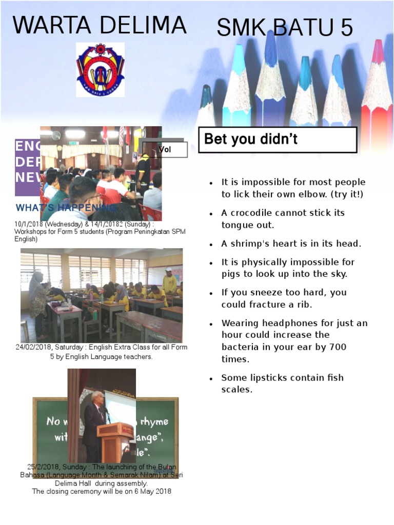 Warta Delima SMK Batu 5: Bet You Didn't Know . | PDF