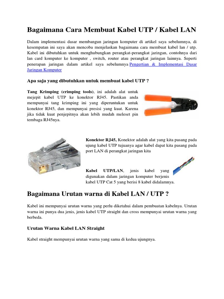 Cara Membuat Kabel UTP | PDF
