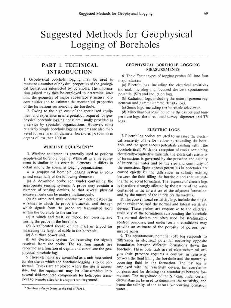 Geophysical Borehole Logging Methods: A Summary of Electric, Radiation ...