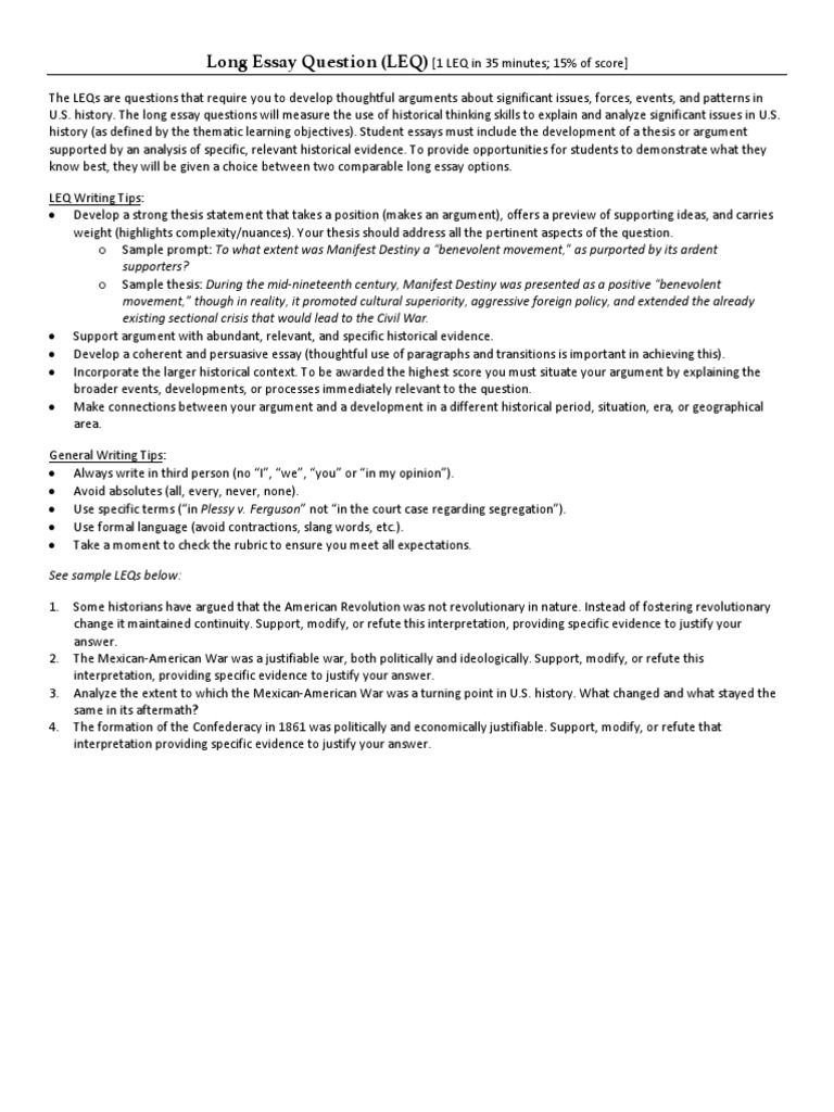 Long Essay Question Rubric | PDF | Essays | Argument