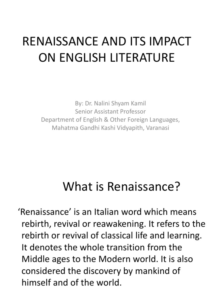 Renaissance and Its Impact On English Literature | PDF | Renaissance ...