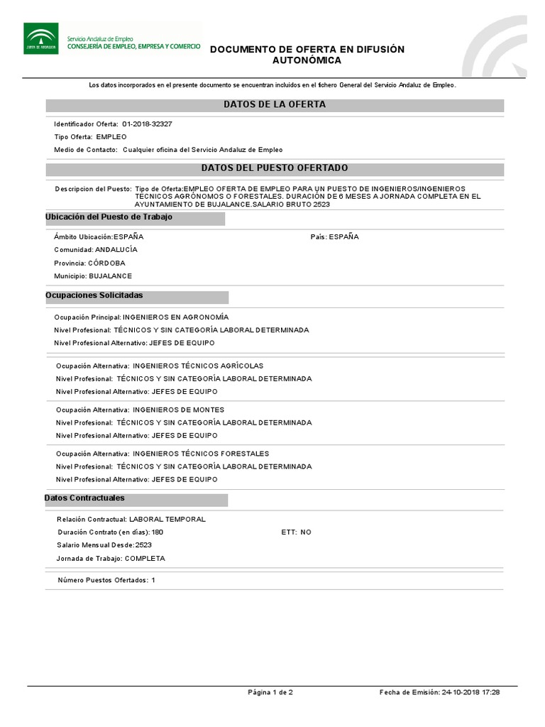 Documento Oferta | PDF | Labor | Empleo