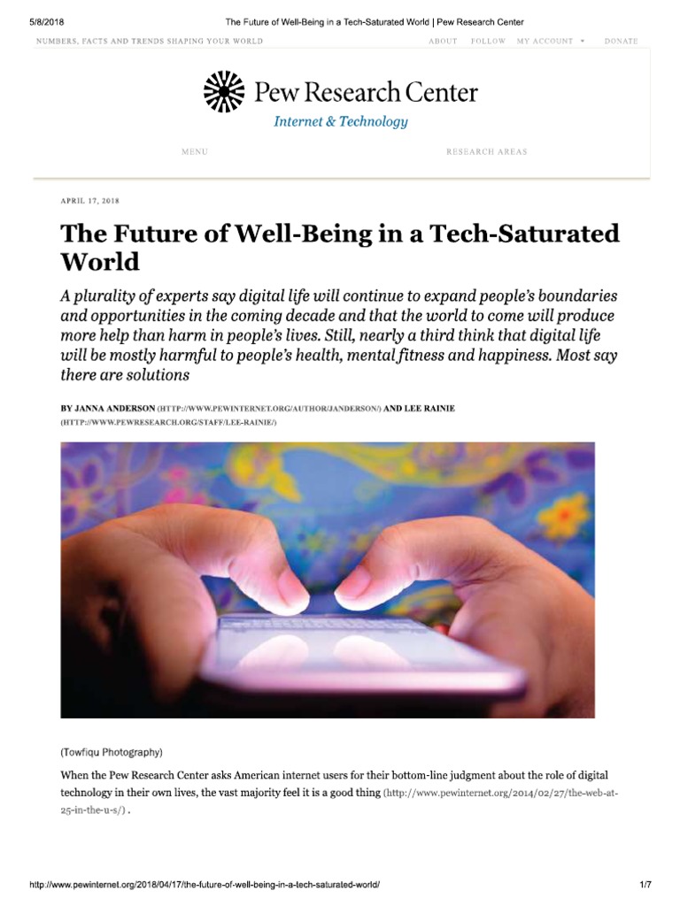 The Future of Well-Being in A Tech-Saturated World | PDF