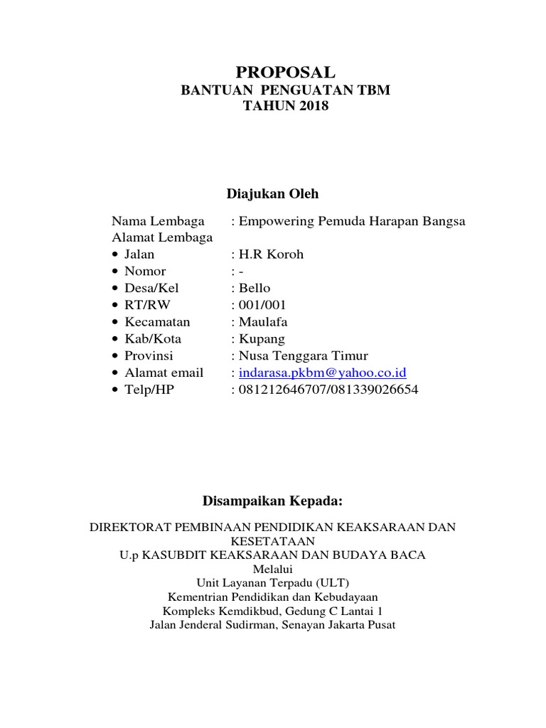 Proposal TBM 2018 | PDF