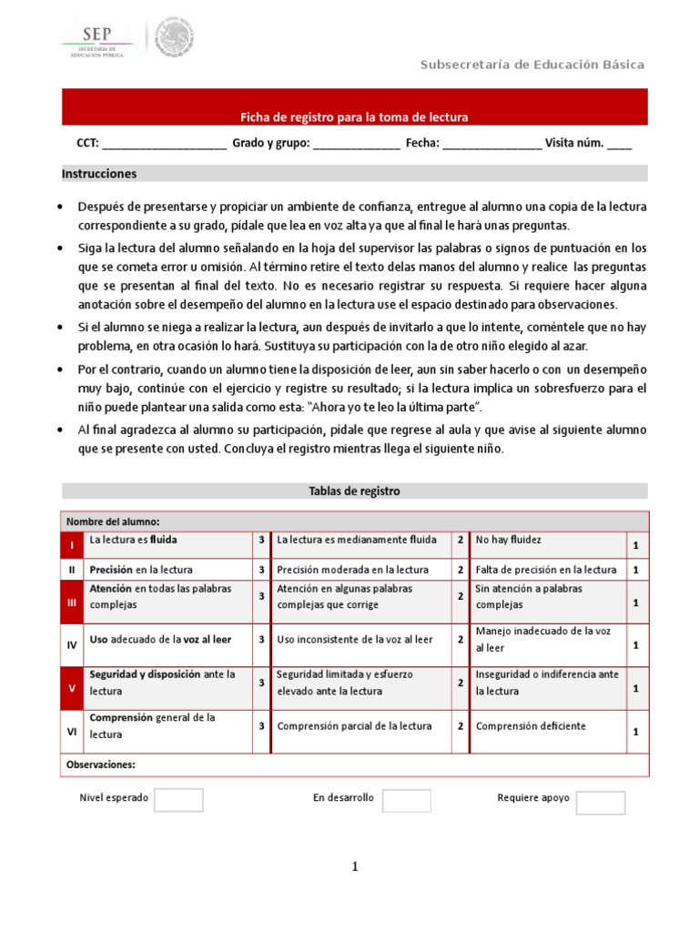 Ficha de Registro | PDF | Lectura (proceso) | Ortografía