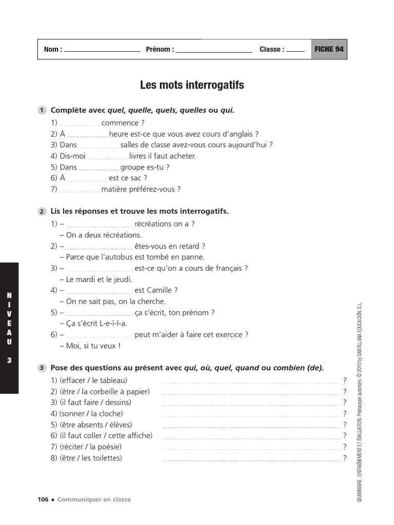 Les Mots Interrogatifs PDF | PDF