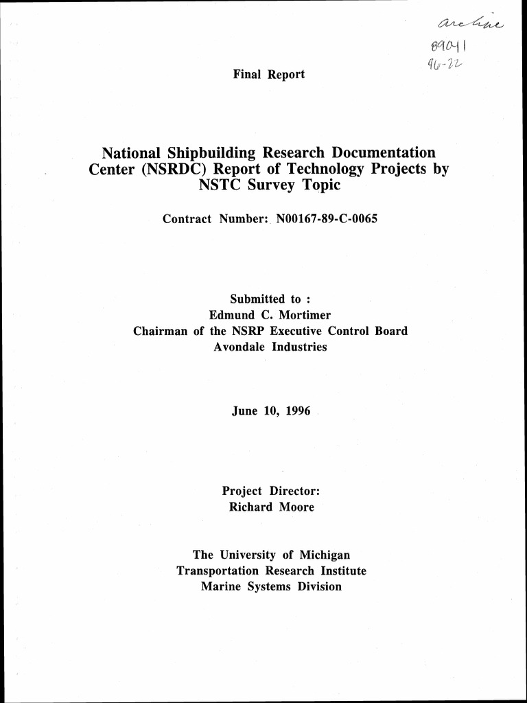 NSRDC Technology Projects Report | PDF | Shipbuilding | Shipyard