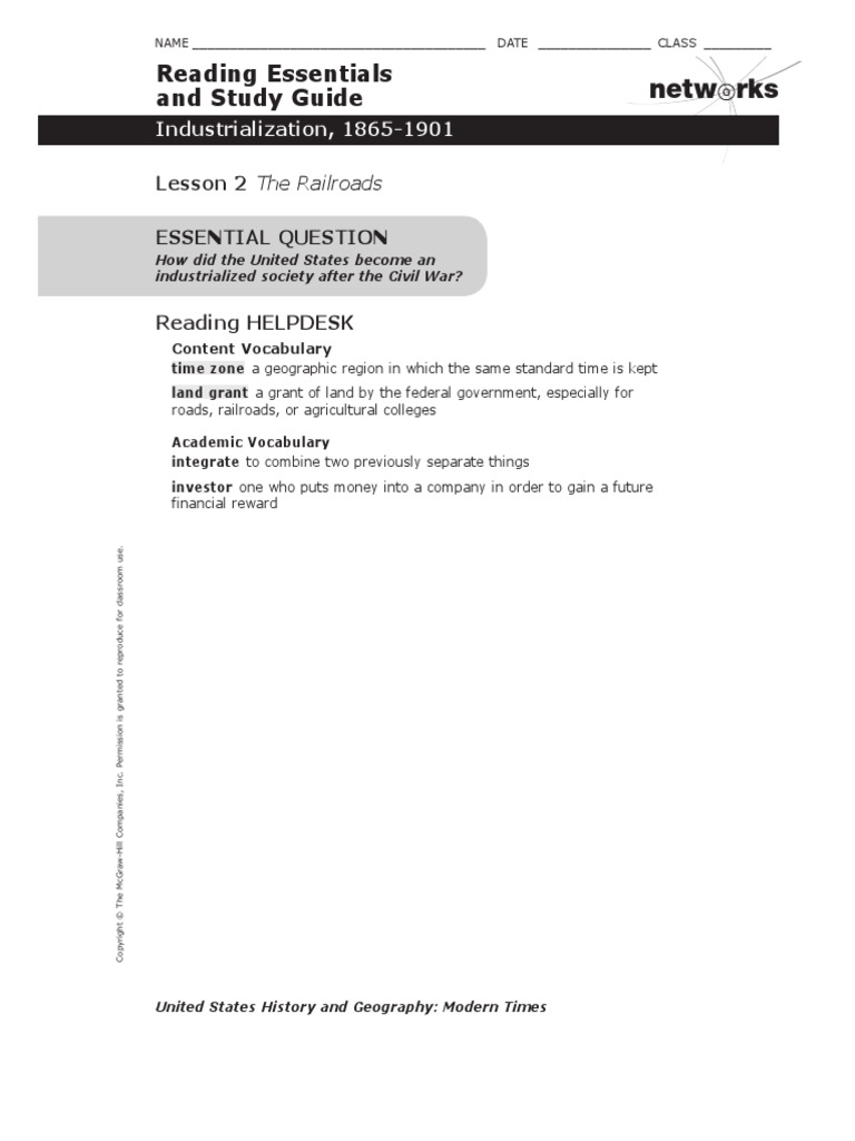 Lesson 2 The Railroads | Download Free PDF | First Transcontinental ...
