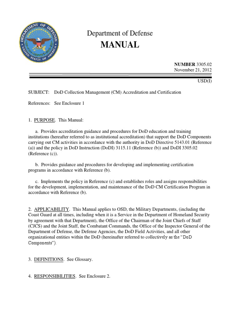 DoD Collection Management (CM) Accreditation and Certification | PDF ...
