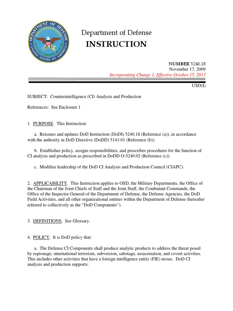Counterintelligence (CI) Analysis and Production | PDF | Defense ...