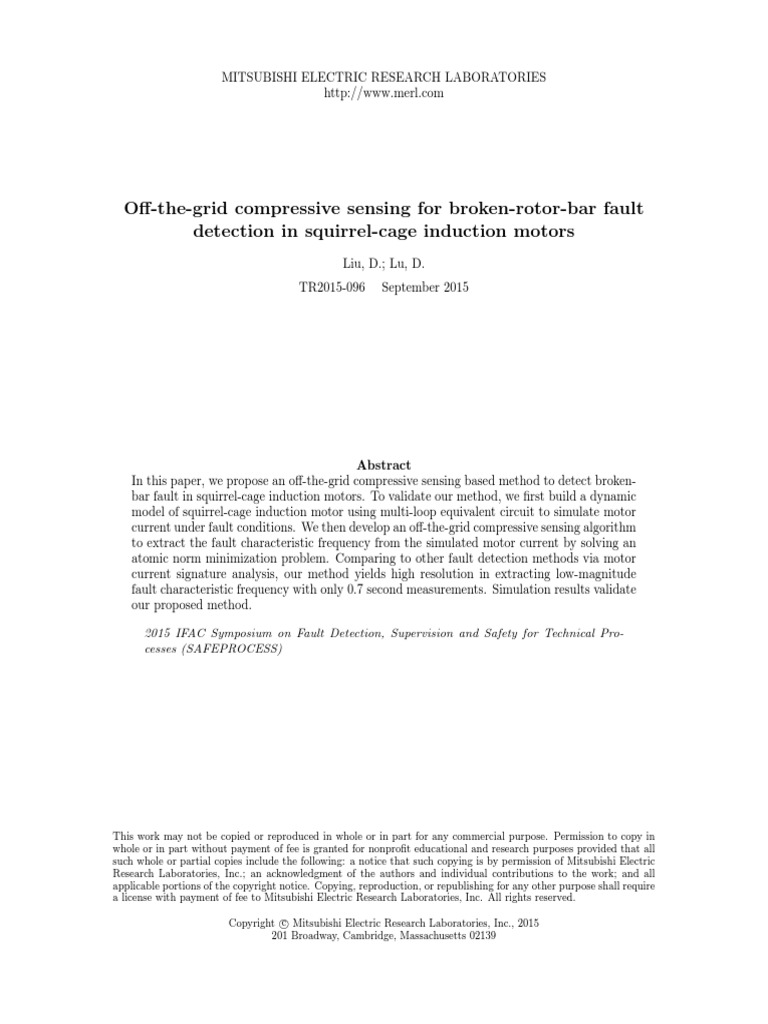 Off-The-Grid Compressive Sensing For Broken-Rotor-Bar Fault Detection ...