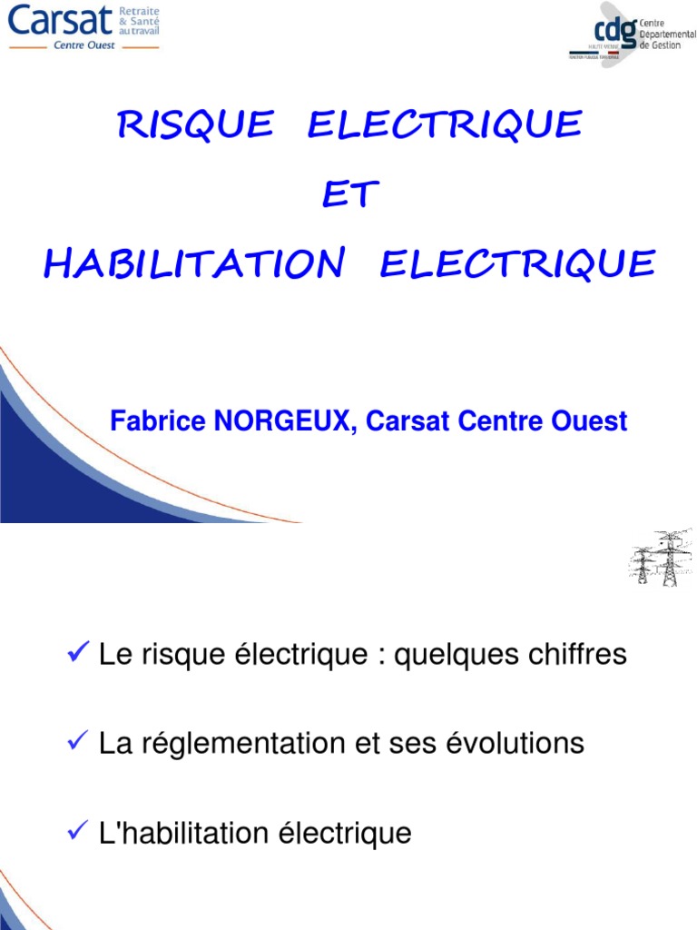 Diaporama - Risque - Habilitation Electrique PDF | PDF | Intérim (travail) | Électricité