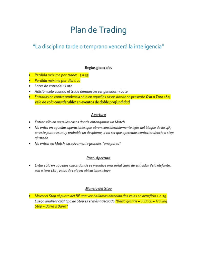 Plan de Trading | PDF