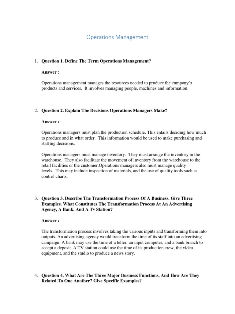Operations Management | PDF | Operations Management | Business Process