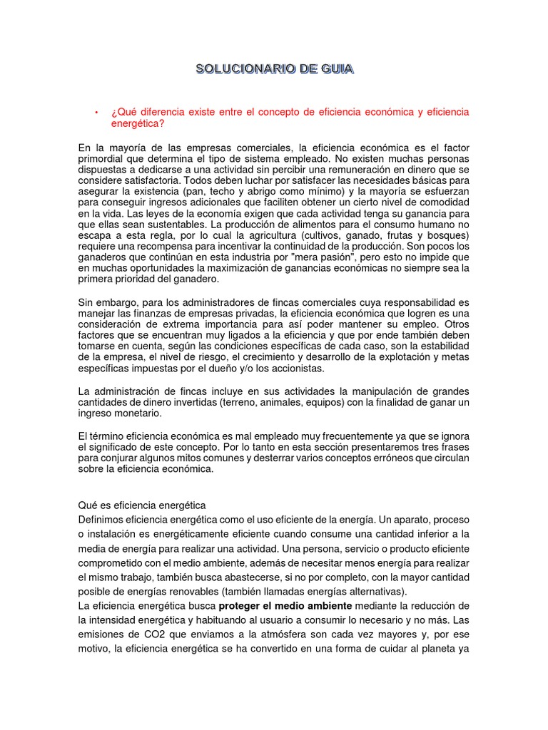 Solucionario de Guia | PDF | Conservación de energía | Energía solar
