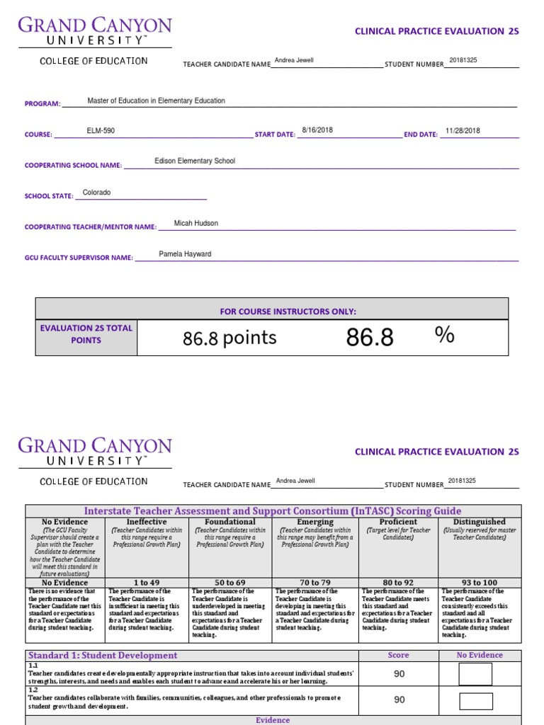 Clinical Practice Evaluation 2 - Single Placement Part 1 - Signed | PDF ...