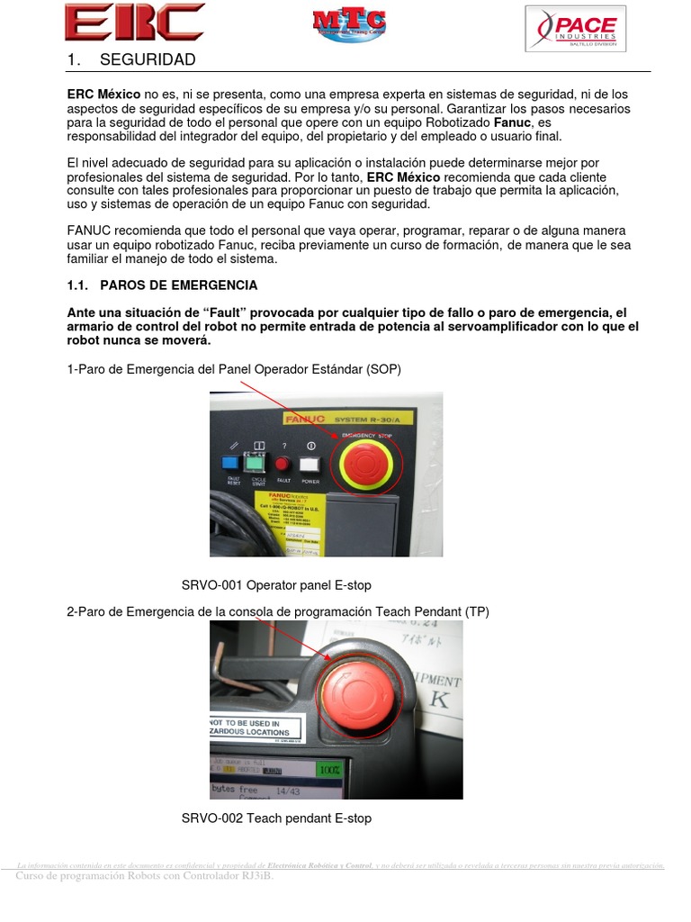 0001 Curso Programación Fanuc Seguridad | PDF | Robot | Robótica