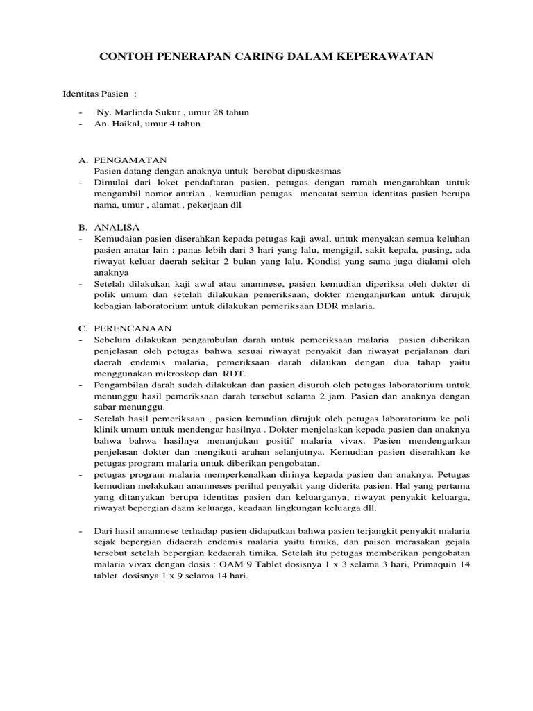 Contoh Penerapan Caring Dalam Keperawatan | PDF