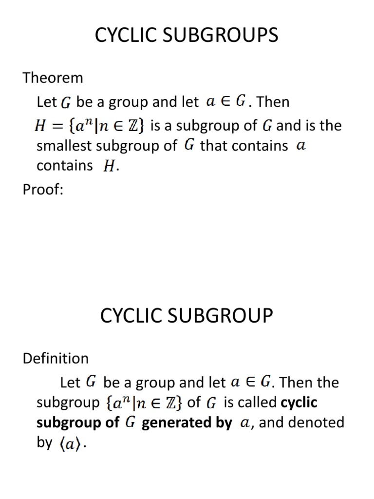 Cyclic Subgroups | PDF
