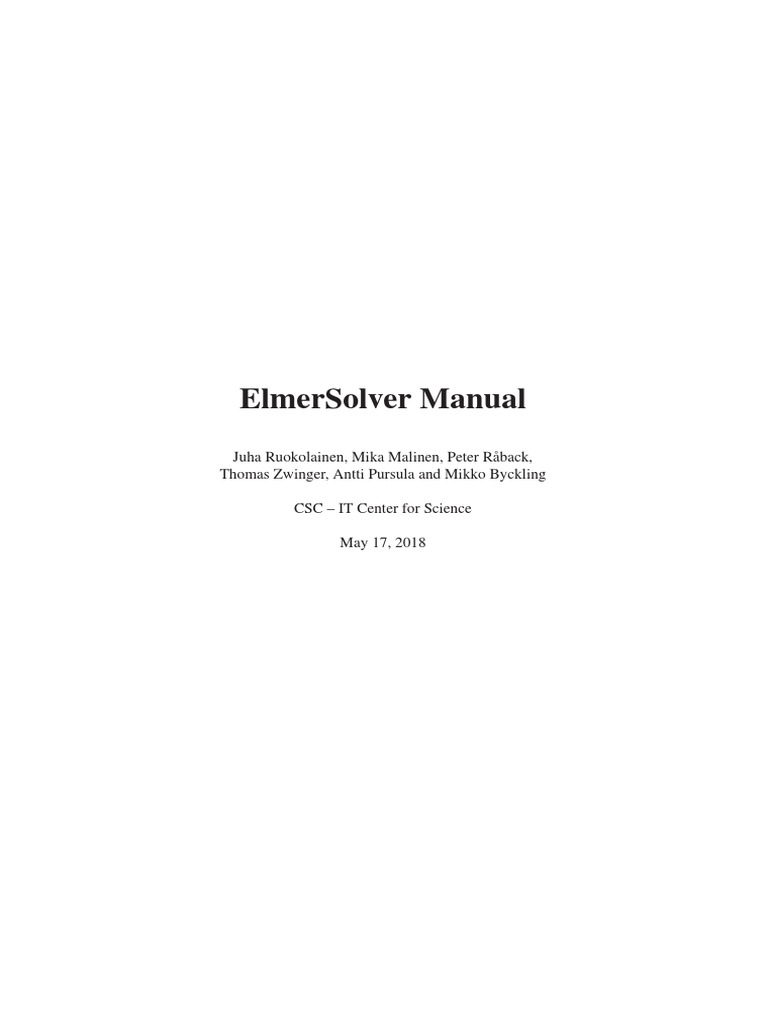 Elmer Solver Manual Pdf Finite Element Method System Of Linear