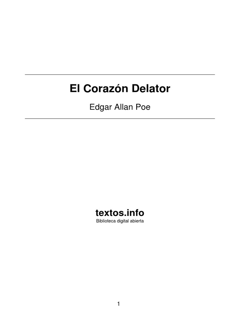 Edgar Allan Poe El Corazon Delator | PDF | Edgar Allan Poe