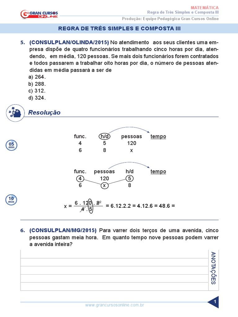 Aula 03 - Regra de Três Simples e Composta III.pdf | Matemática | Business