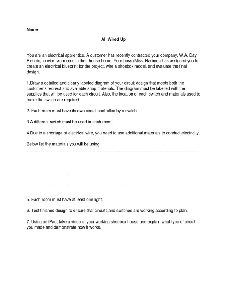 Science Performance Task | PDF | Circuit Design | Switch