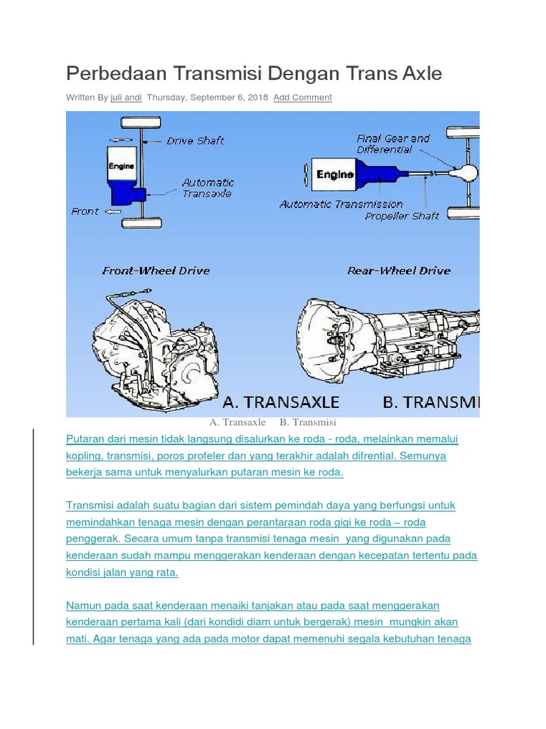 Perbedaan Transmisi Dengan Trans Axle | PDF | Sains & Matematika ...