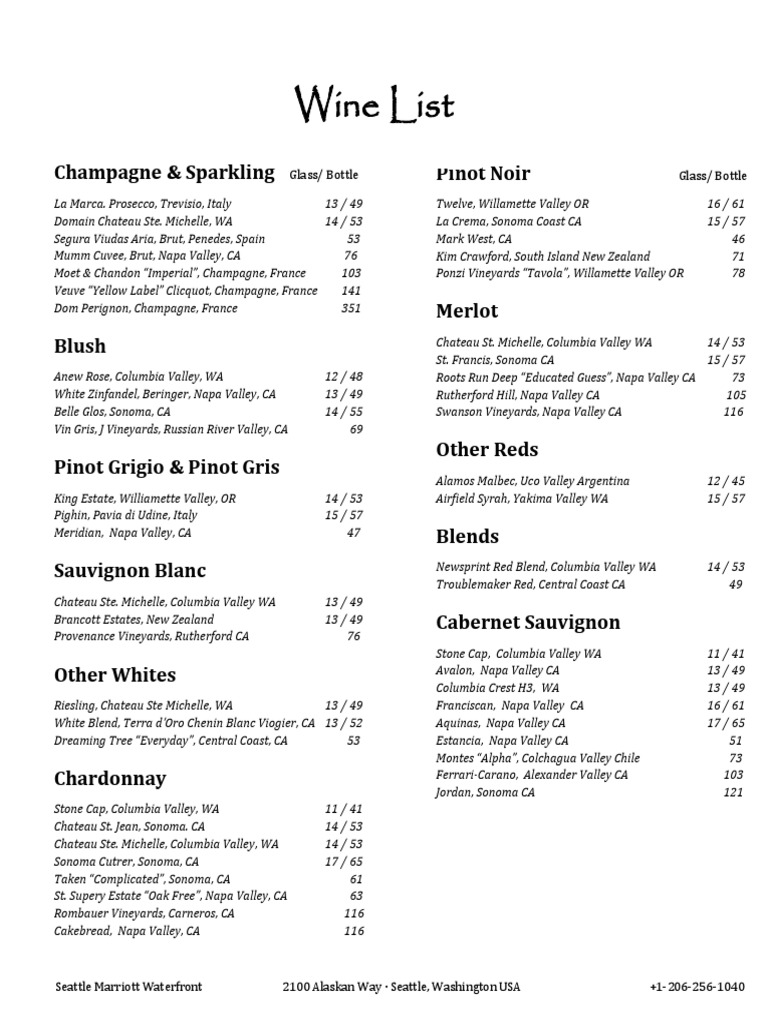 Full Wine List February 2018 | PDF | Champagne | Napa Valley Ava