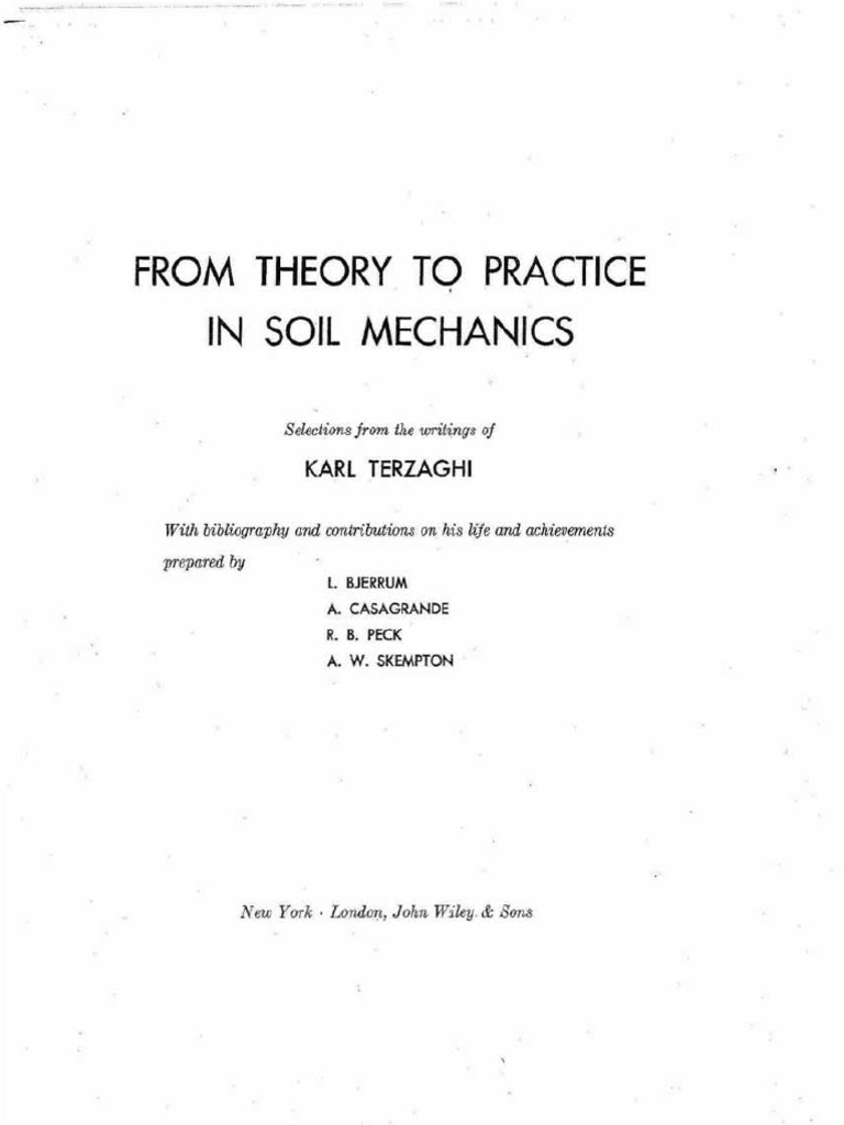 (Karl Terzaghi) From Theory To Practice in Soil Me | PDF